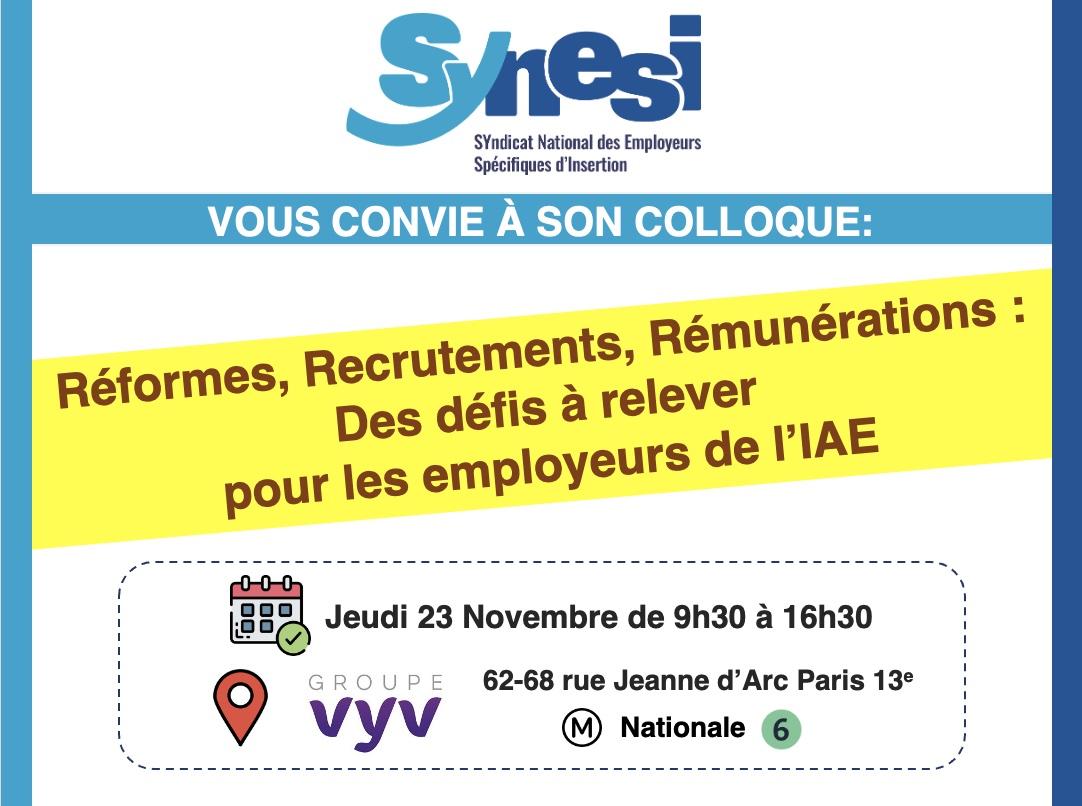 Colloque du SyNESI le 23 Novembre ! - SyNESI